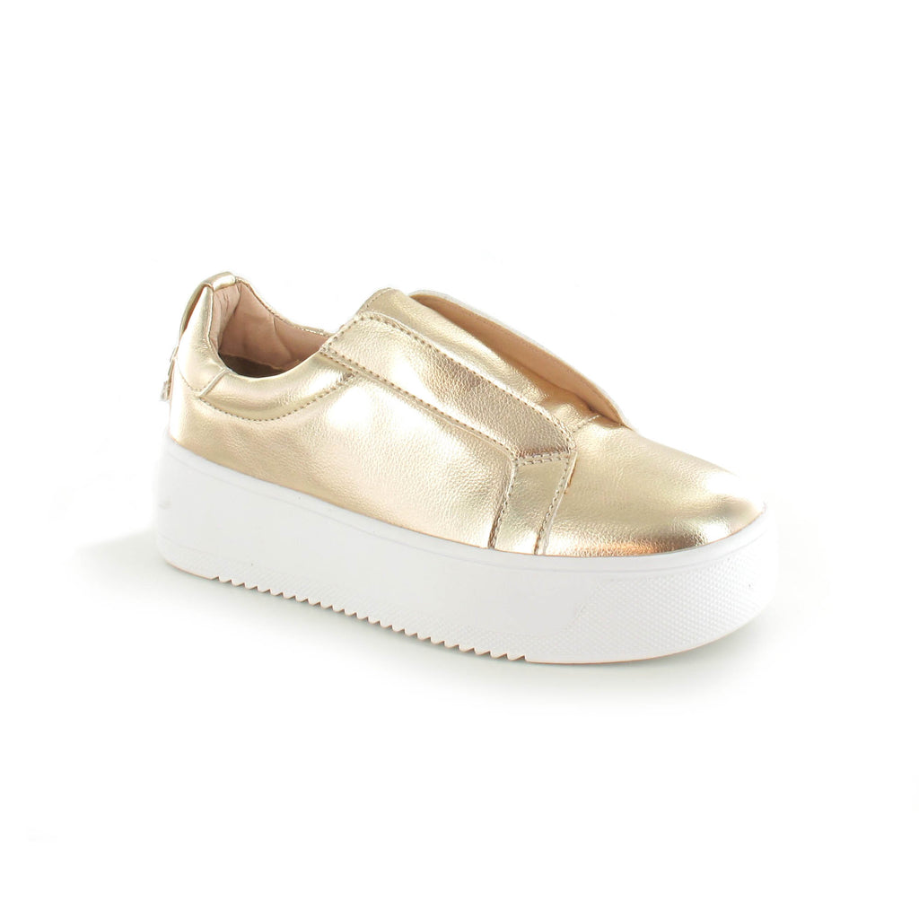 Riva - Womens Contemporary Slip-On Trainer-Gold – Ella Shoes